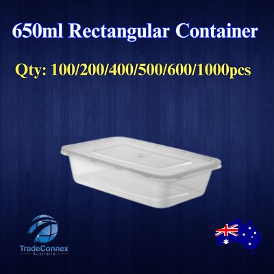 650ml Reusable Takeaway Food Containers Plastic Rectangular Kitchen ...