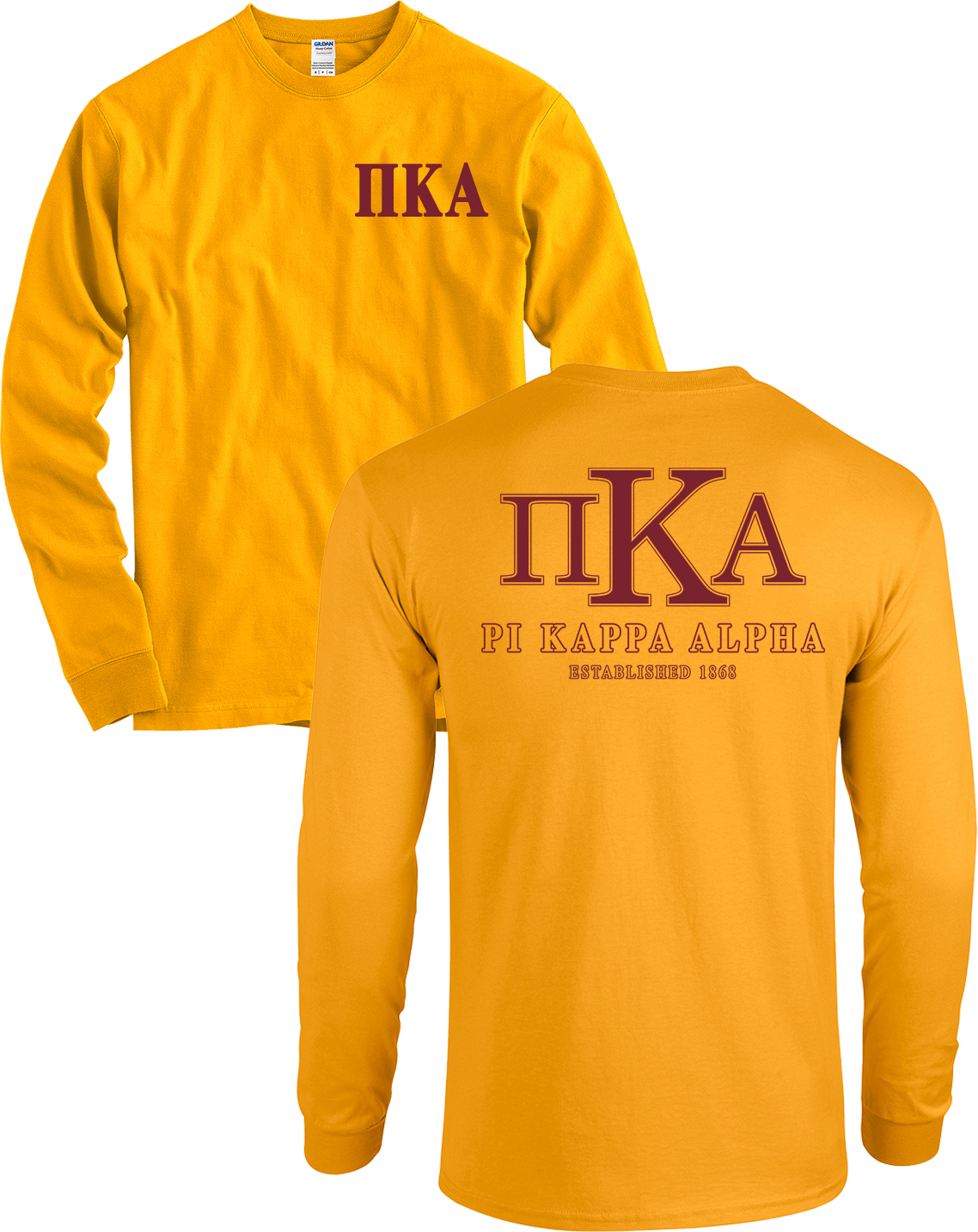 Pi Kappa Alpha Fraternity Long Sleeve Shirt PIKE Letters - MORE COLORS ...