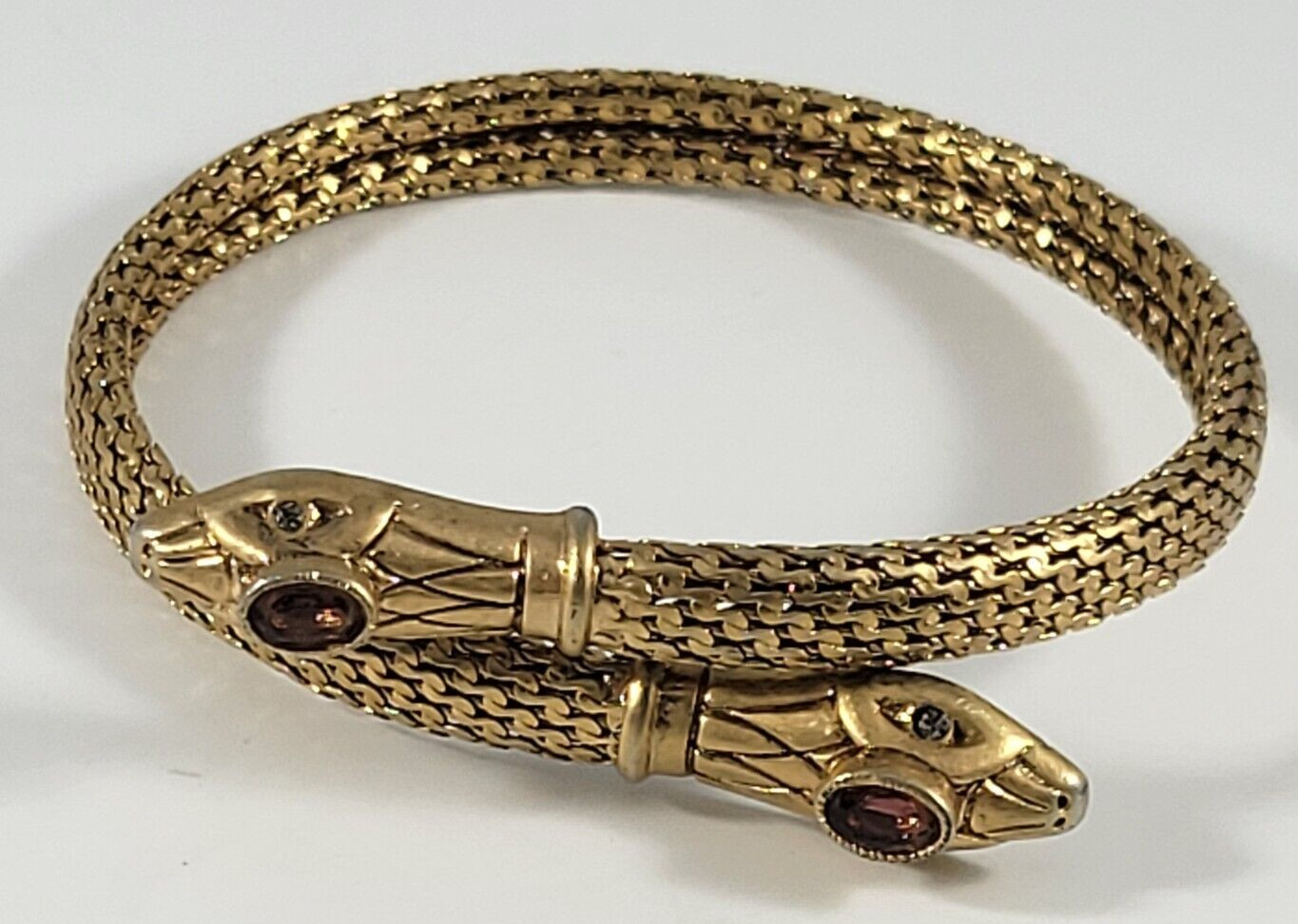 Egyptian Revival Double Snake Head Bracelet Orange To… - Gem