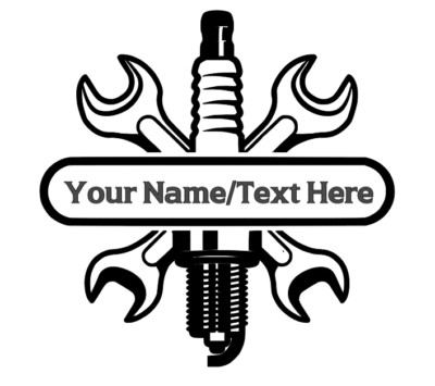 Mechanics Badge Wrenches Spark Plug Vinyl Decal Add Name Or Text ...