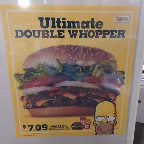 The SIMPSONS BURGER KING Menu DISPLAY Homer ULTIMATE DOUBLE WHOPPER ...