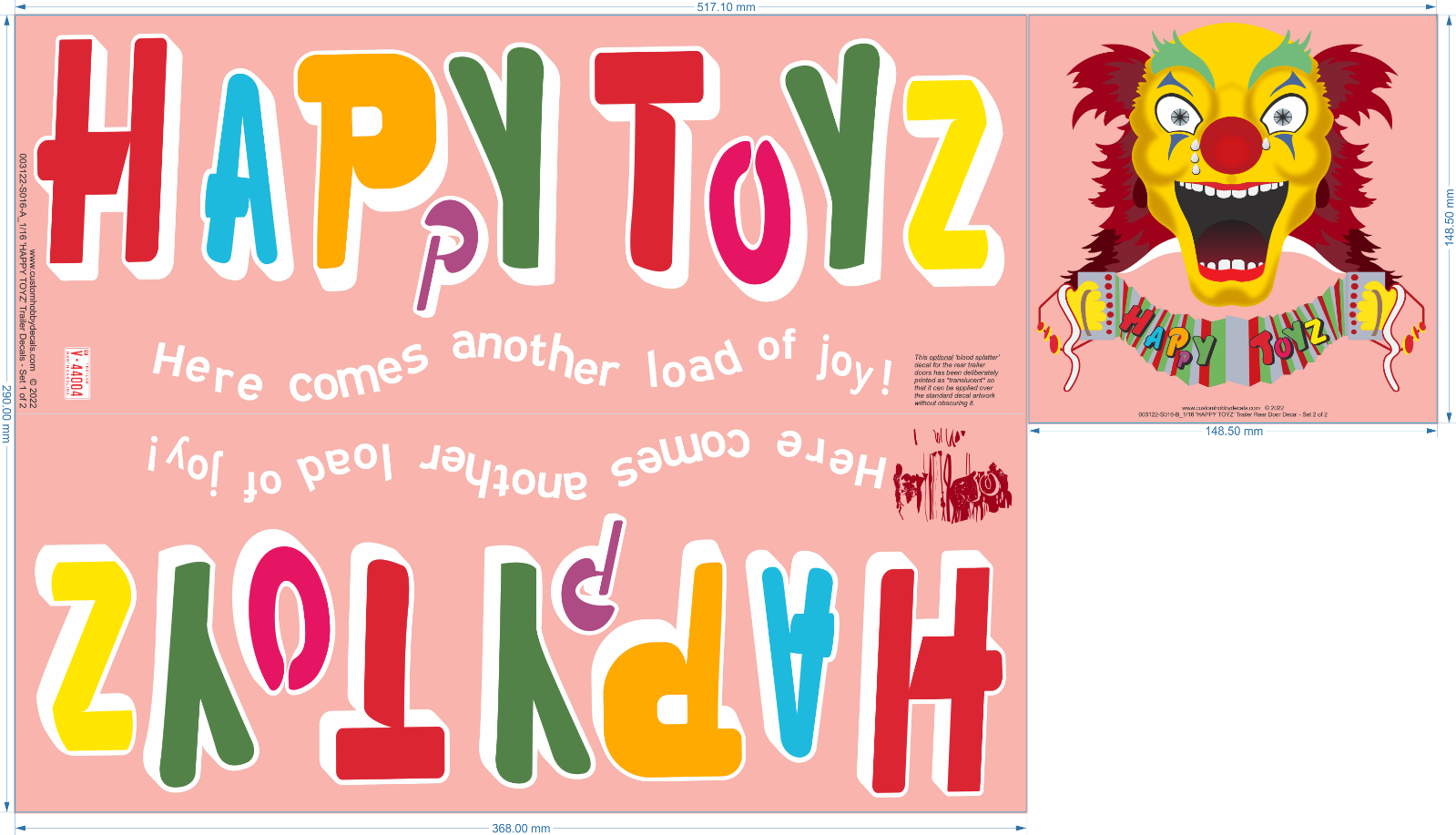 'HAPPY TOYZ' Trailer Decals - 1/16 1/25 1/50 - Water Decals | eBay