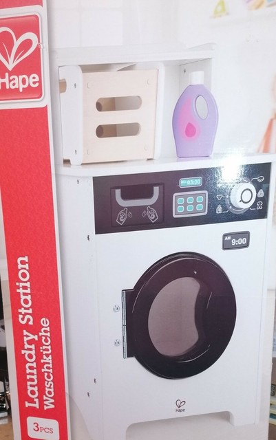 Hape Play Wooden Laundry Station Large Washing Machine Kids Toy for ...