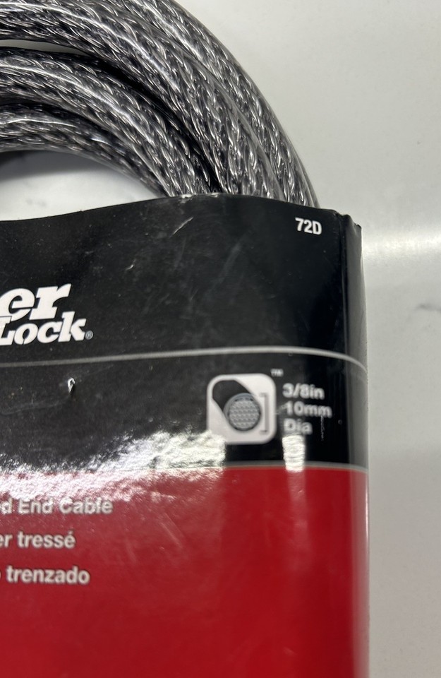 Master Lock 72D Security Cable 3/8 inch 15 Ft Braided Steel With Loops ...