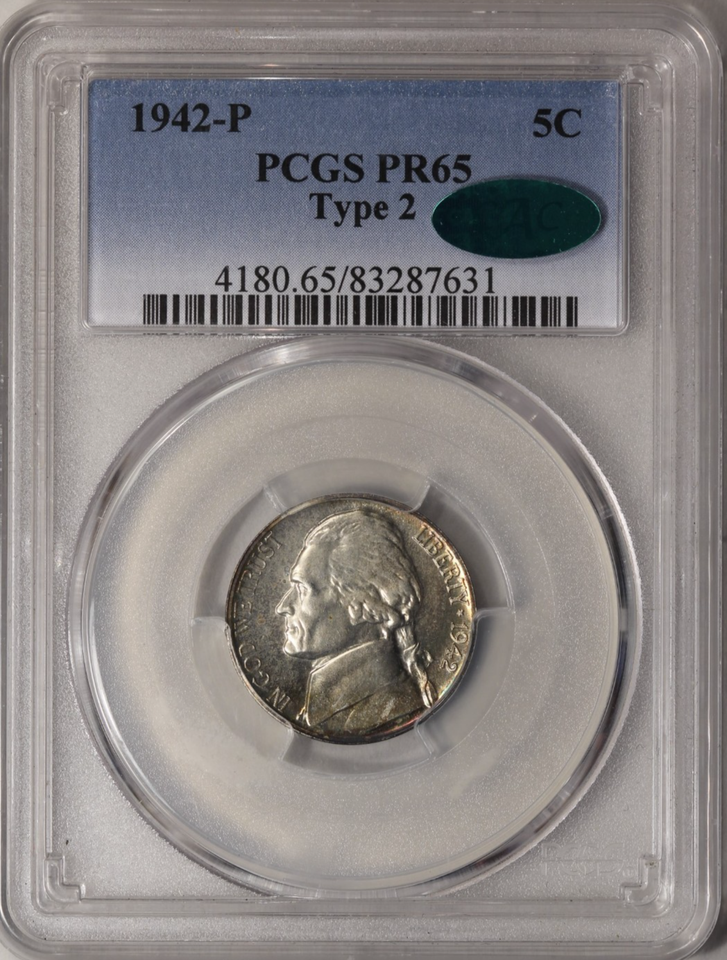 1942-P Type 2 Proof Jefferson Nickel PCGS & CAC PR-65 | eBay