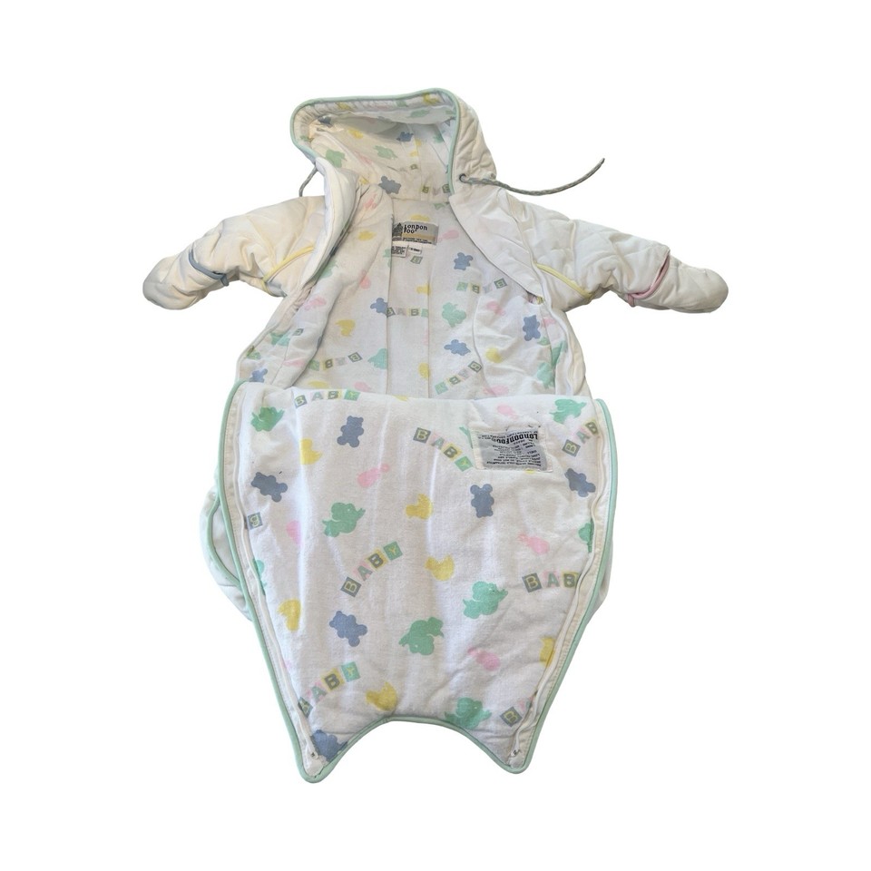 Vtg London Fog White Infant Unisex Carbag Pram Snowsuit Bunting (0-6M ...