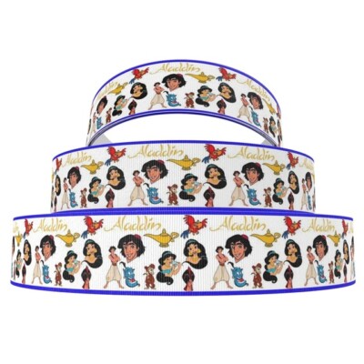 Aladdin And Jasmine Characters 1" Wide Repeat Ribbon Sold in Yards ...