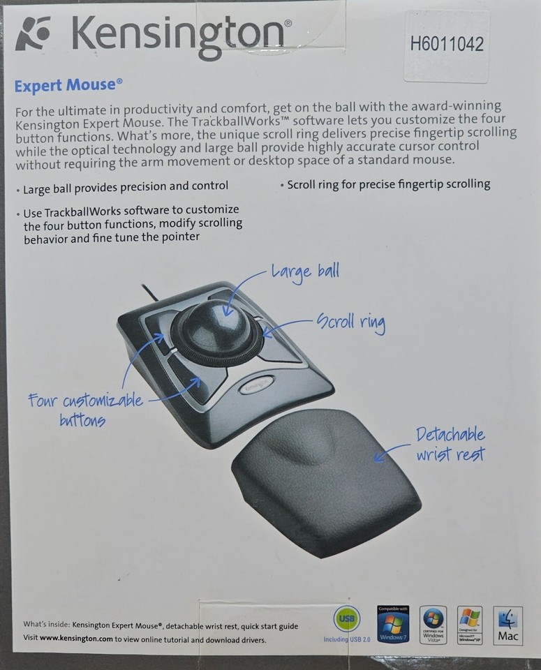 Kensington Expert Mouse USB Trackball K64325 Ergonomic PC/MAC - Brand ...