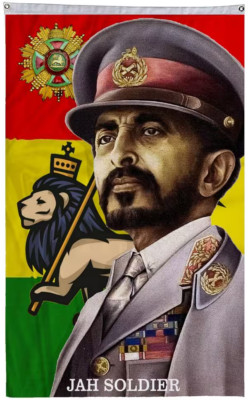 JAH SOLDIER FLAG. 3Ft X 5Ft. REGGAE FLAG, RASTA FLAG, MARLEY. HAILE ...