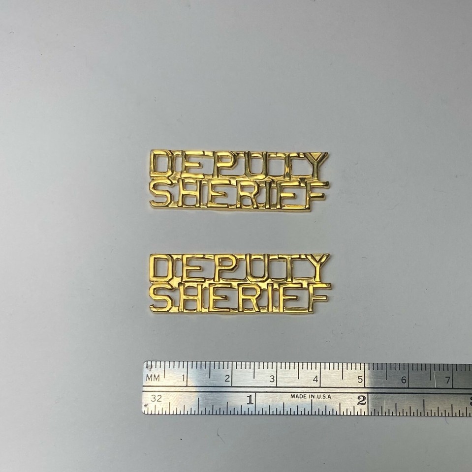 Deputy Sheriff- Gold Police/Fire Collar Brass- Pin & Clutch- NEW - Rank ...