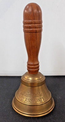 Wooden Handle Brass Hand Bell Captains Table 1st Class Only Engraved ...