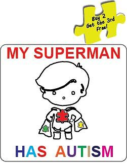 Autism My Superman Has Autism Decal Sticker 3.25" x 3.50" p551 | eBay
