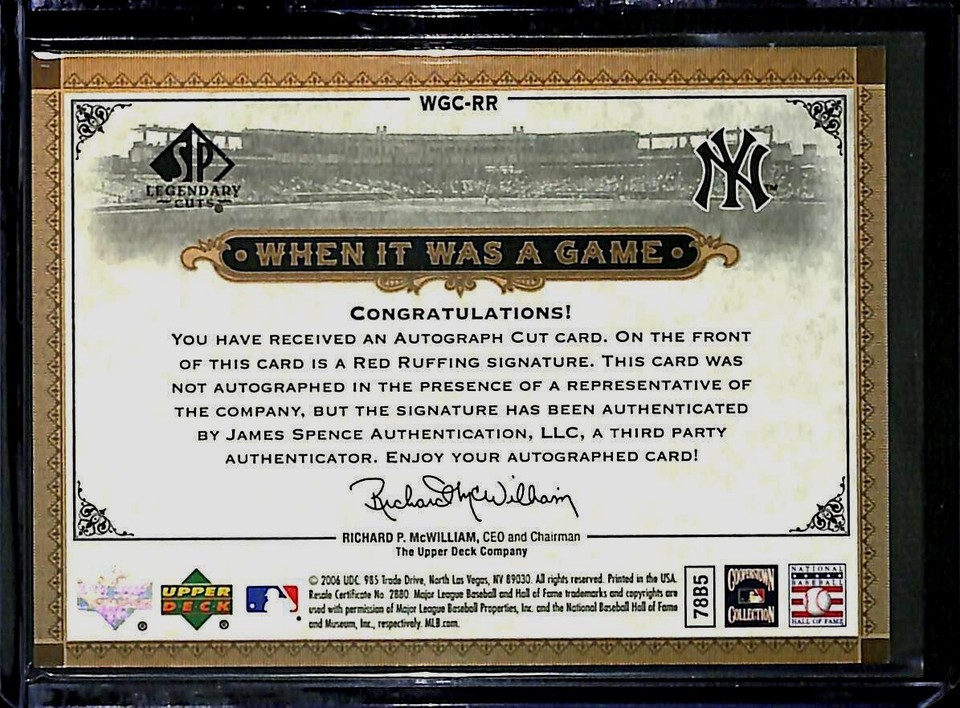 2006 Upper Deck SP Legendary Cut Signature Autograph #WGC-RR Red ...