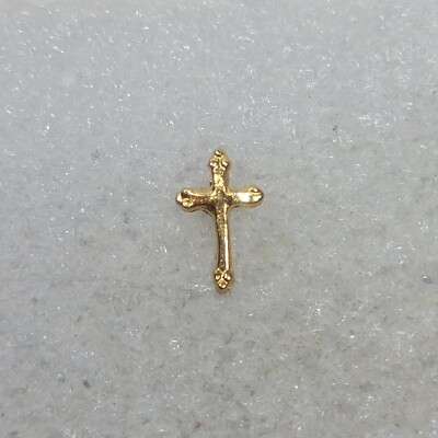 Small Gold Toned Religious Cross Lapel Tack Pin Clutch Back | eBay