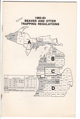 1982 MICHIGAN DNR BEAVER & OTTER TRAPPING REGULATIONS GUIDE -MICHIGAN ...