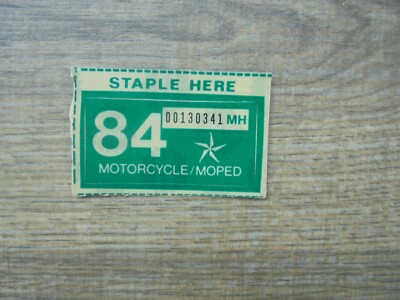 1984 TEXAS PLATE RENEWAL STICKER MOTORCYCLE-MOPED NEW/UNUSED | eBay