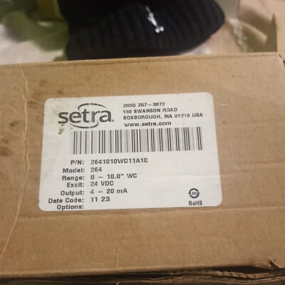 SETRA MODEL 264 - DIFFERENTIAL PRESSURE TRANSDUCER - 2641010WD11A1C NIB ...