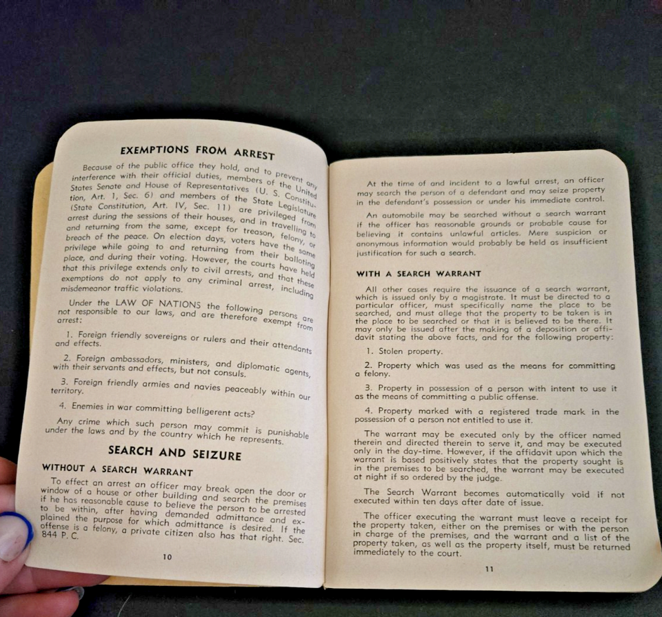 PEACE OFFICERS HAND BOOK CALIFORNIA Laws Rules NARCOTICS Juveniles ...