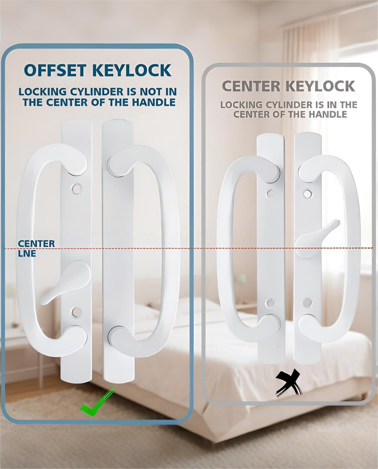 Offset Sliding Patio Door Handle Set with Mortise Lock | 45° Keyway ...