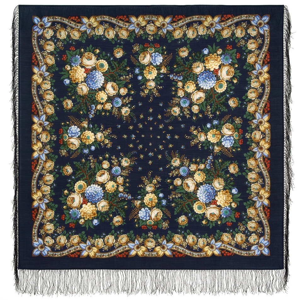 Pawlow Posad/Pavlovo Posad Schal-Tuch Tradition 125x125 Wolle 1194-14 | eBay