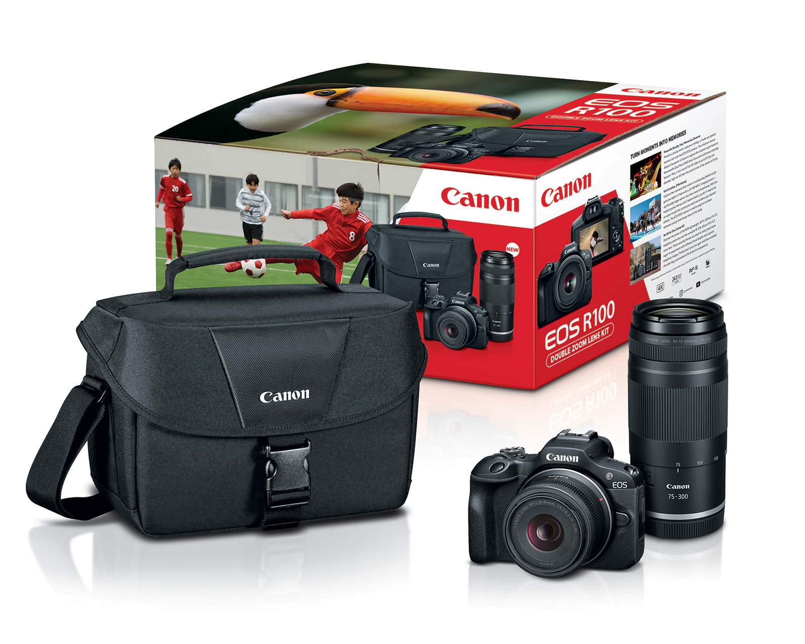 OPEN-BOX Canon EOS R100 Mirrorless Camera with RF-S 18-45mm & RF 75 ...