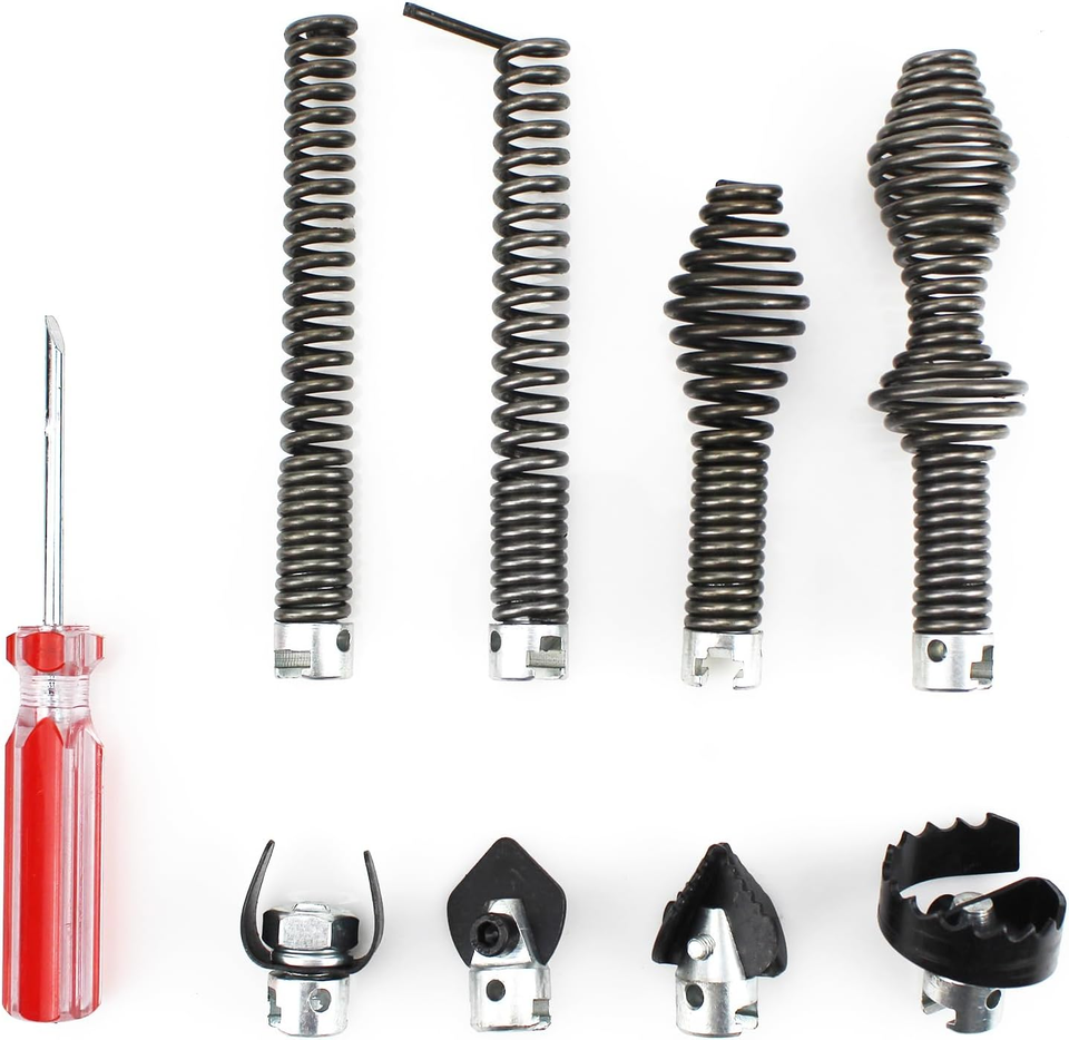 9-Piece Drain Snake Drill Attachment Heavy-Duty Drain Cleaning Set for ...