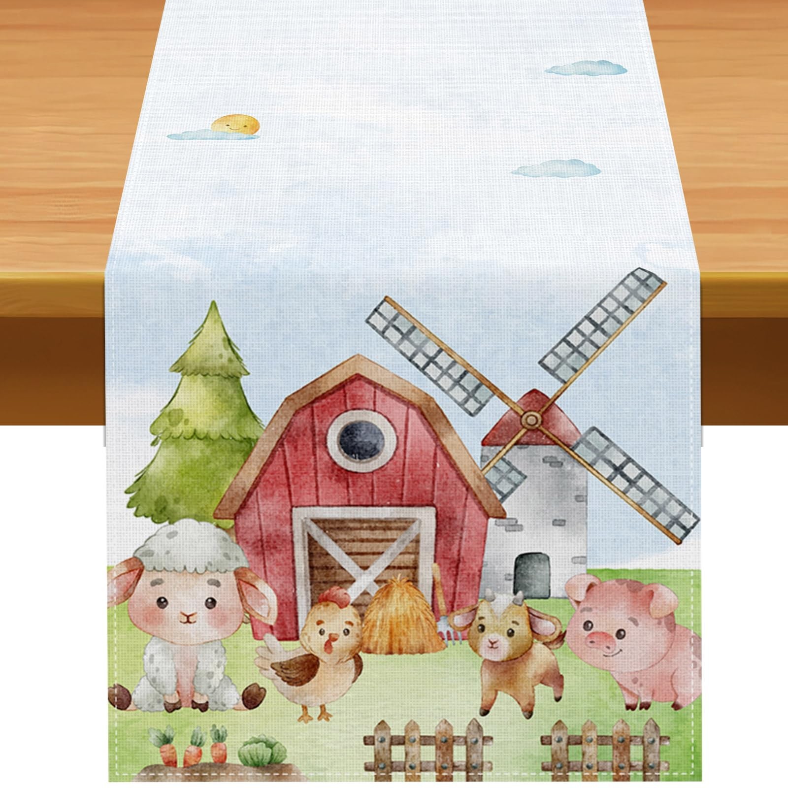 Pudodo Farm Table Runner Kids Barnyard Animal Birthday Party Country ...