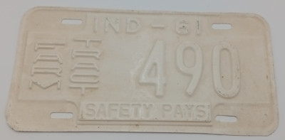 Rare 1961 INDIANA FARM TRACTOR License Plate 490 Safety Pays | eBay ...