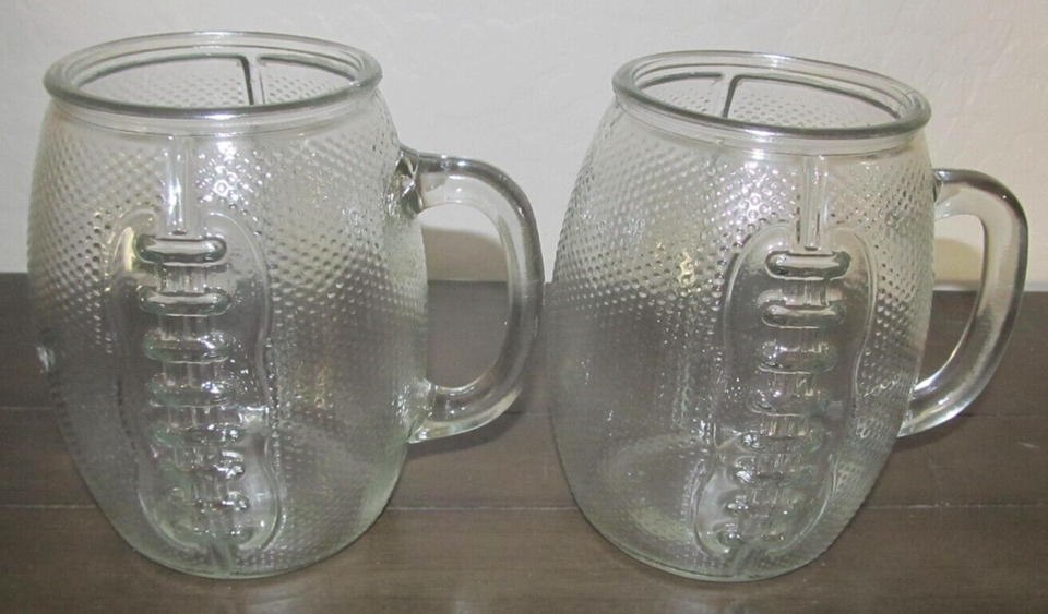 American Craft & Company Glass Football Mugs - 37oz Pair - New in Box ...