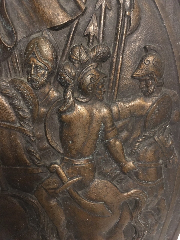 Antique Relief Oval Bronze Plaque or Shield w/ Battle Scenes H20” | eBay
