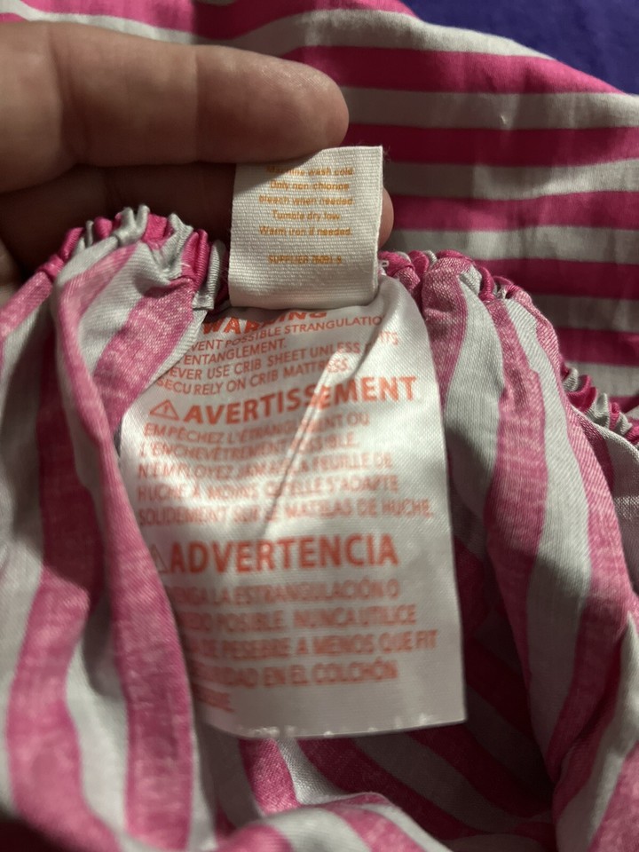 Giggle Baby Crib Sheet Fuchsia Pink Gray Stripe | eBay UK