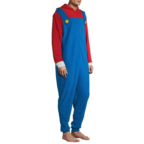 Mens Super Mario Brothers Union Suit One Piece Pajama Halloween Costume ...
