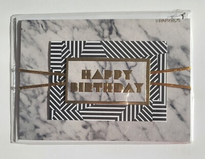 Papyrus RARE Happy Birthday Card Chevron Stripe Design Marble With ...
