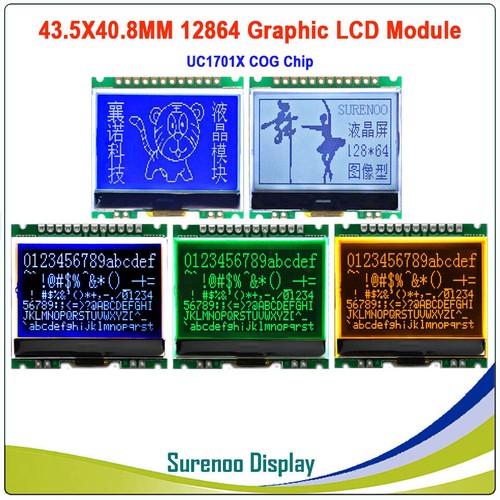 1.7" 128X64 12864 UC1701X COG Serial SPI Matrix Graphic LCD Module ...