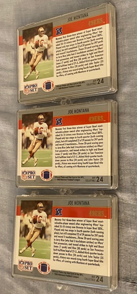 LOT (3) 1990 Pro Set Football Super Bowl MVP's Complete 24 Card Sets | eBay