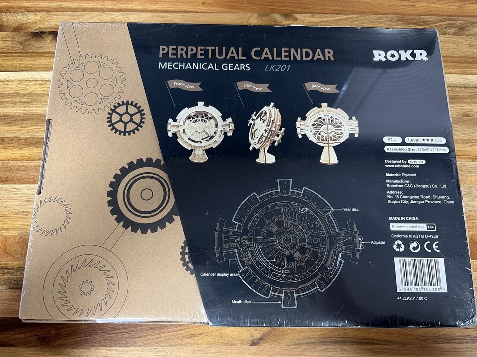 ROKR LK201 Perpetual Calendar Mechanical Gears 3D Wooden Puzzle Kit | eBay