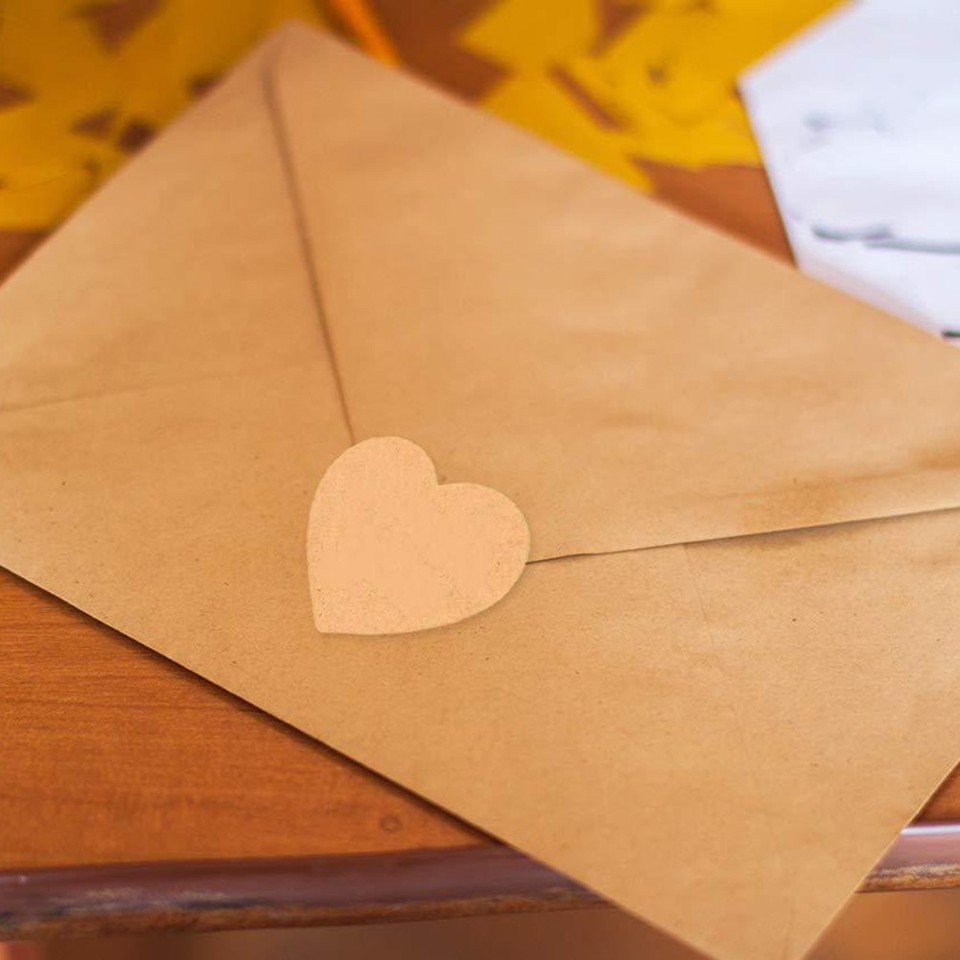 2 Rolls Kraft Paper Stick on Labels Heart-shaped Self-adhesive Stickers ...