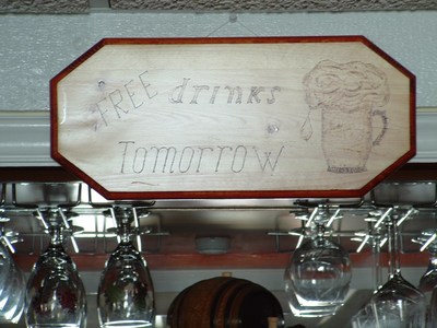 Pub Bar Sign with Funny Message: Free Drinks Tomorrow | eBay