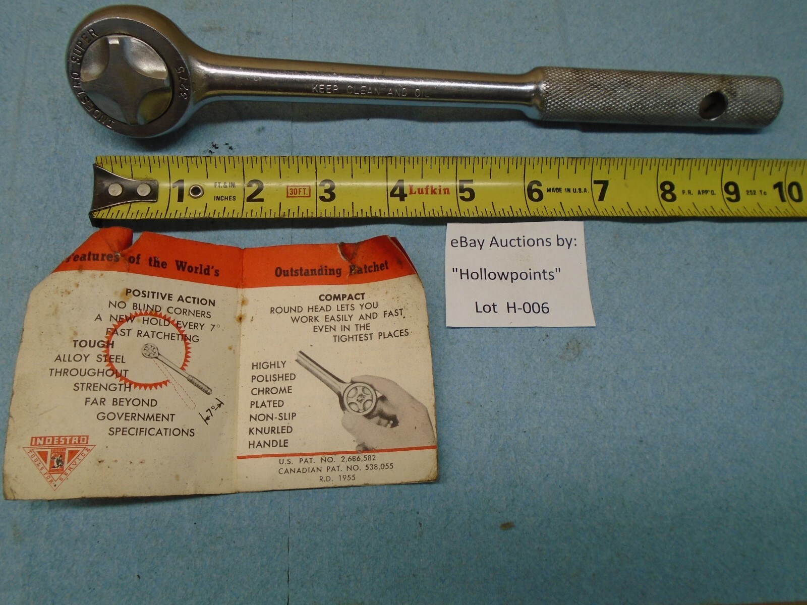 Indestro Super USA No. 3275 Ratchet 1/2" Drive 10" L H006 | eBay