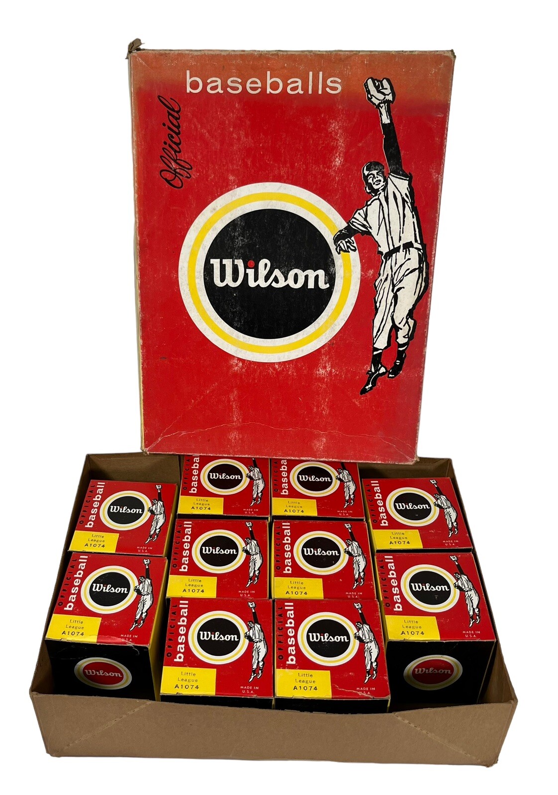 Vintage Wilson Display Case of 7 Sealed in Box Baseballs & 3 Open Box ...