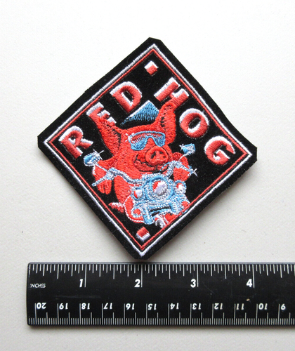 RED HOG PIG RIDING MOTORCYCLE BIKERS VEST JACKET CLOTHING HAT SEW ON ...