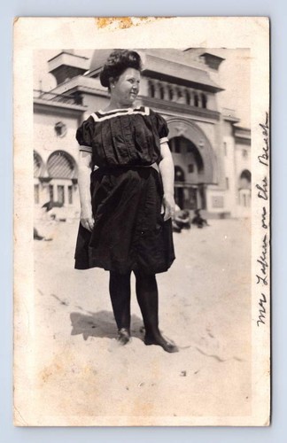 Los Angeles Beach Bathing Woman "Just Got Back Catalina" RPPC Photo ...