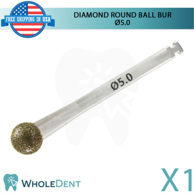 Diamond B0ne Shape & Cutting Round Ball Head Bur Ø5mm Dental RA ...