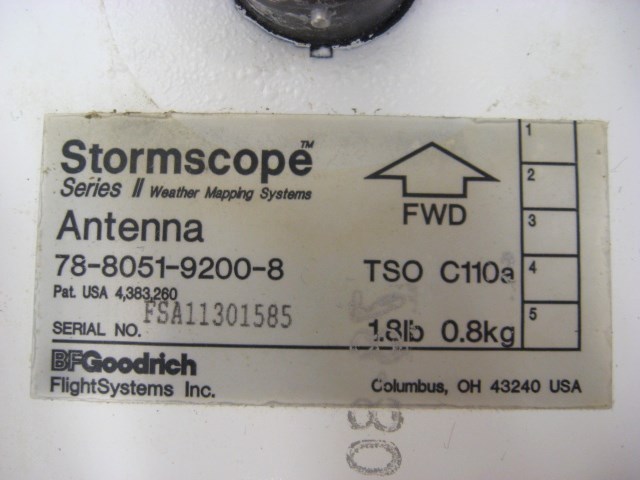 BF Goodrich Series II Stormscope Antenna - PN: 78-8051-9200-8 | eBay