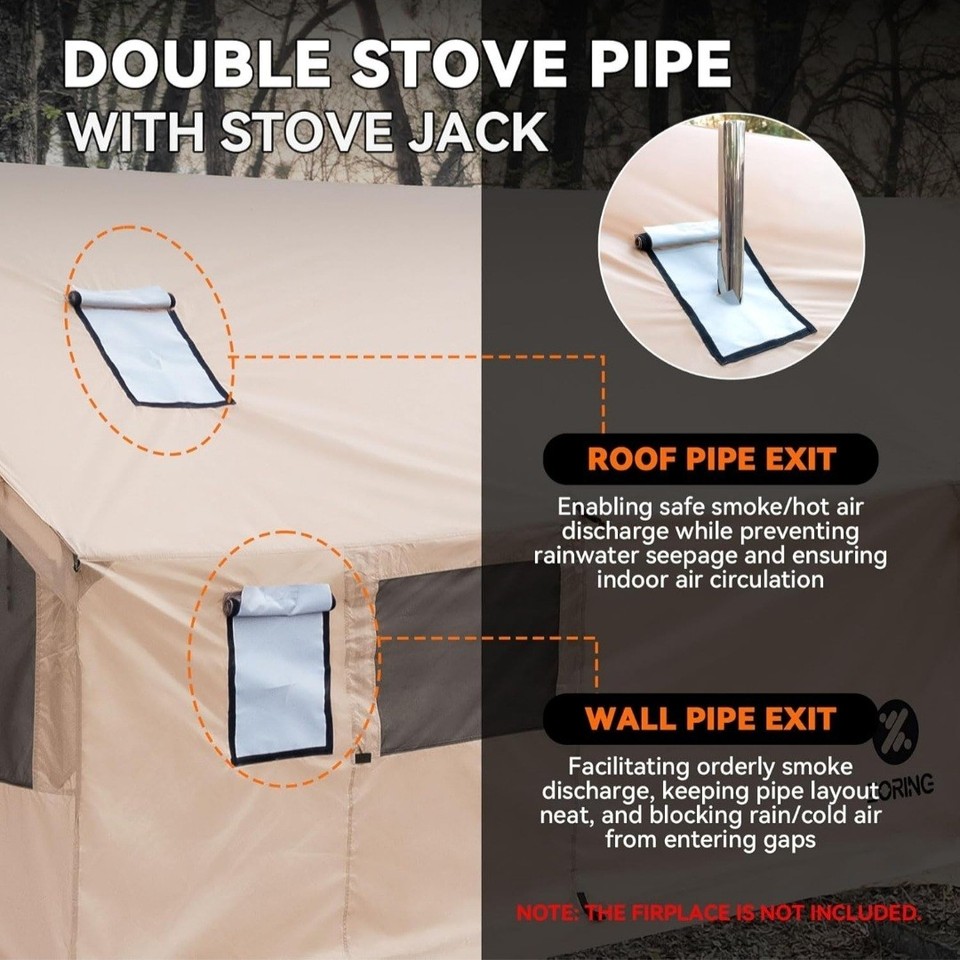 Lightweight Hot Tent with Stove Jack, NO POLES, 2 Persons Camping Tent ...