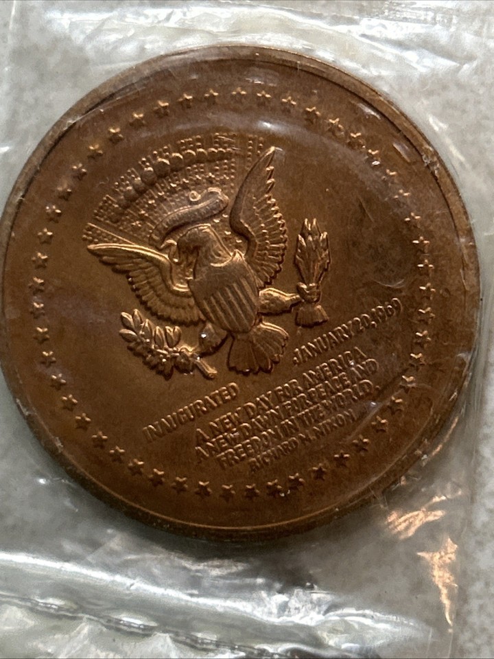 Richard M Nixon copper tone Presidential Inaugural Medal Medallion coin ...