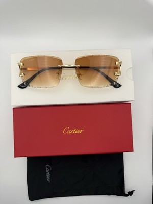 Cartier Big C Diamond Cut Brown Frameless Lens Ct00920 | eBay