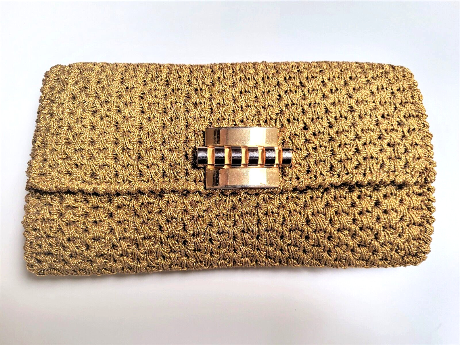 Vintage RODO Gold Metallic Woven Clutch Evening Bag w… - Gem