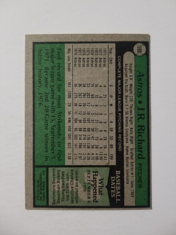 J.R. RICHARD 1979 TOPPS BASEBALL CARD #590 HOUSTON ASTROS | eBay