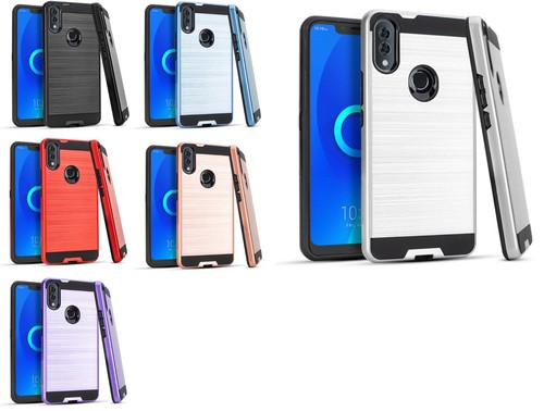 For Alcatel 3V A3V / TCL 5032W (2019) Slim Metallic Hybrid Cover Phone ...